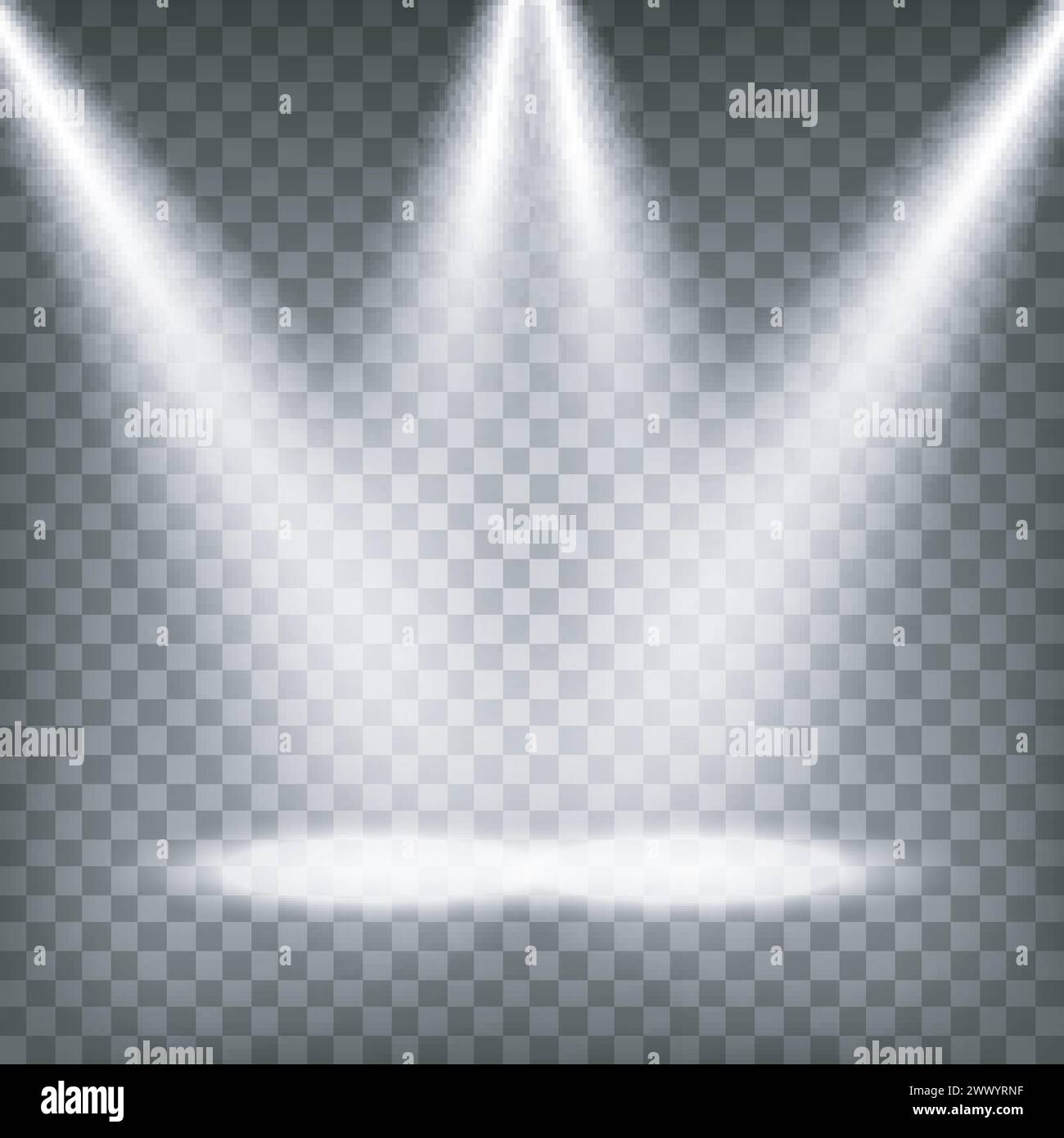 Spotlights Shining On Transparent Background, Vector Illustration Stock ...