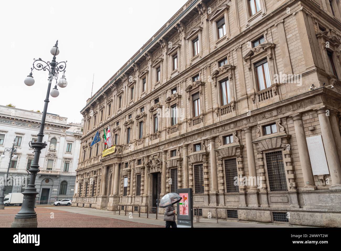 Milan, Italy - 30 March 2022: Piazza della Scala is a pedestrian ...