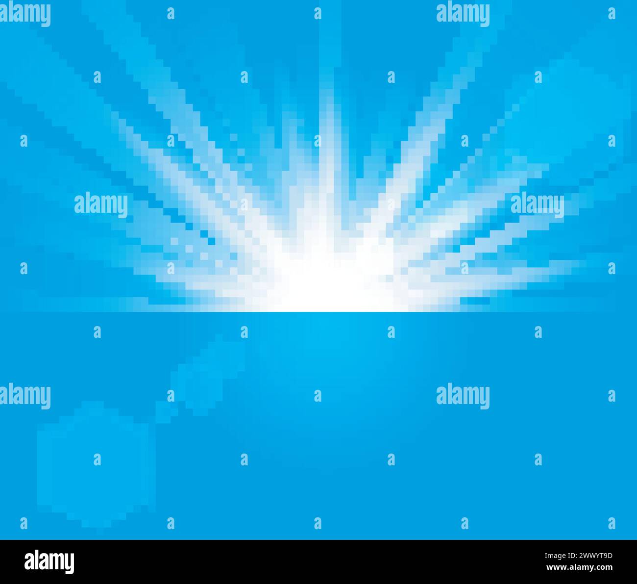 Blue Rays Rising From Horizon In Light Background, Vector Illustration ...