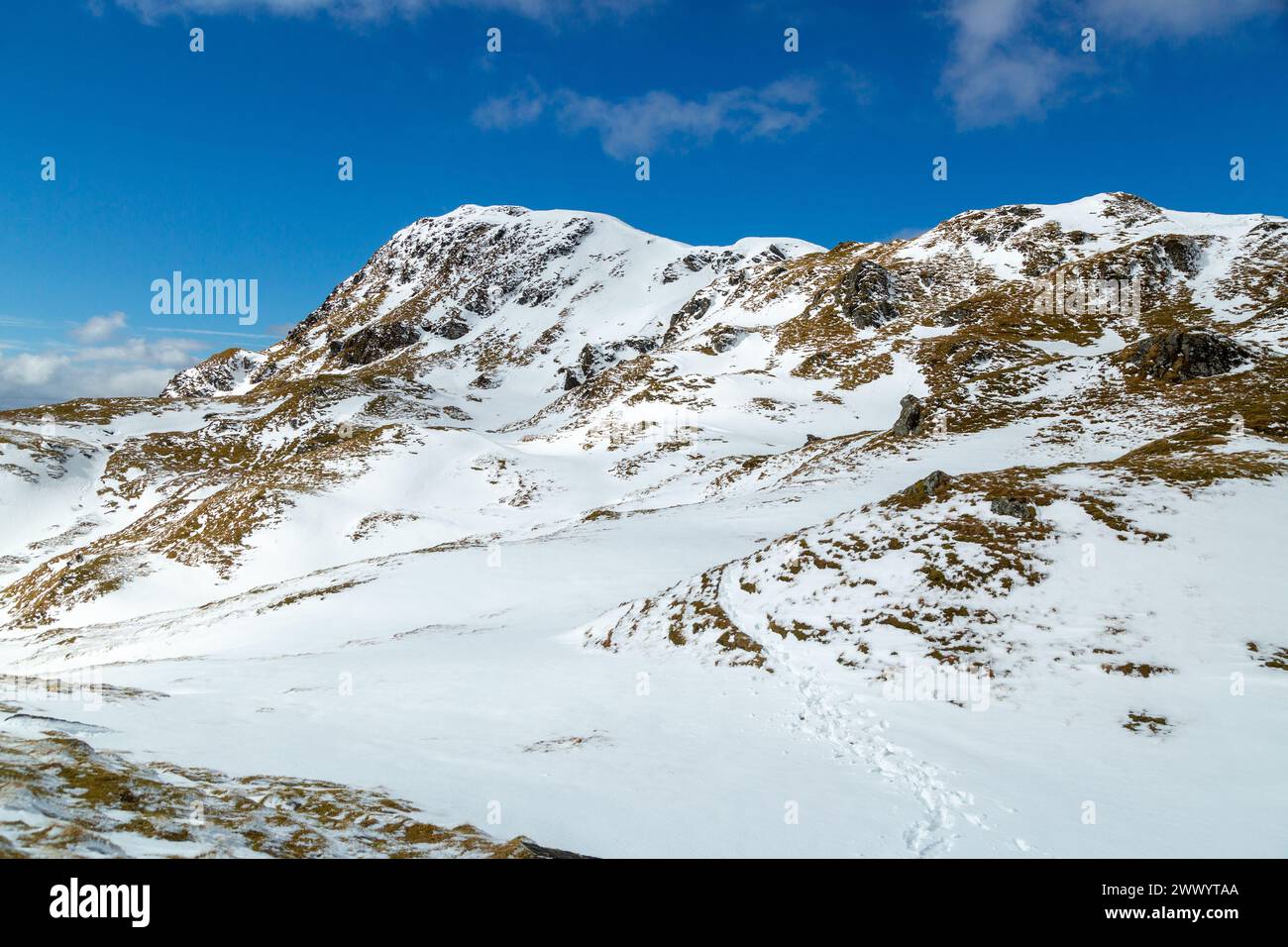 Standing on Meall Garbh looking towards Beinn nan Eachan a peak climbed ...
