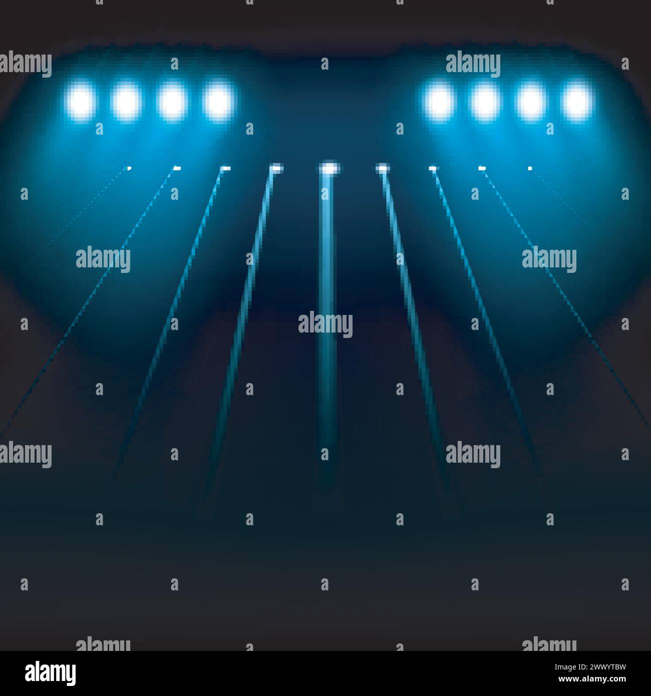 Blue Spotlights Shining On Dark Background, Vector Illustration Stock ...