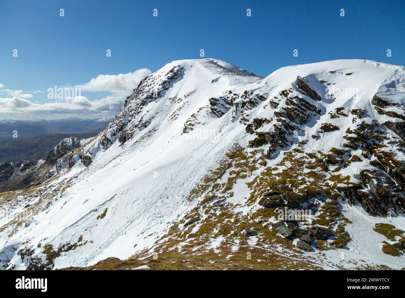 Standing on Meall Garbh looking towards Beinn nan Eachan a peak climbed ...