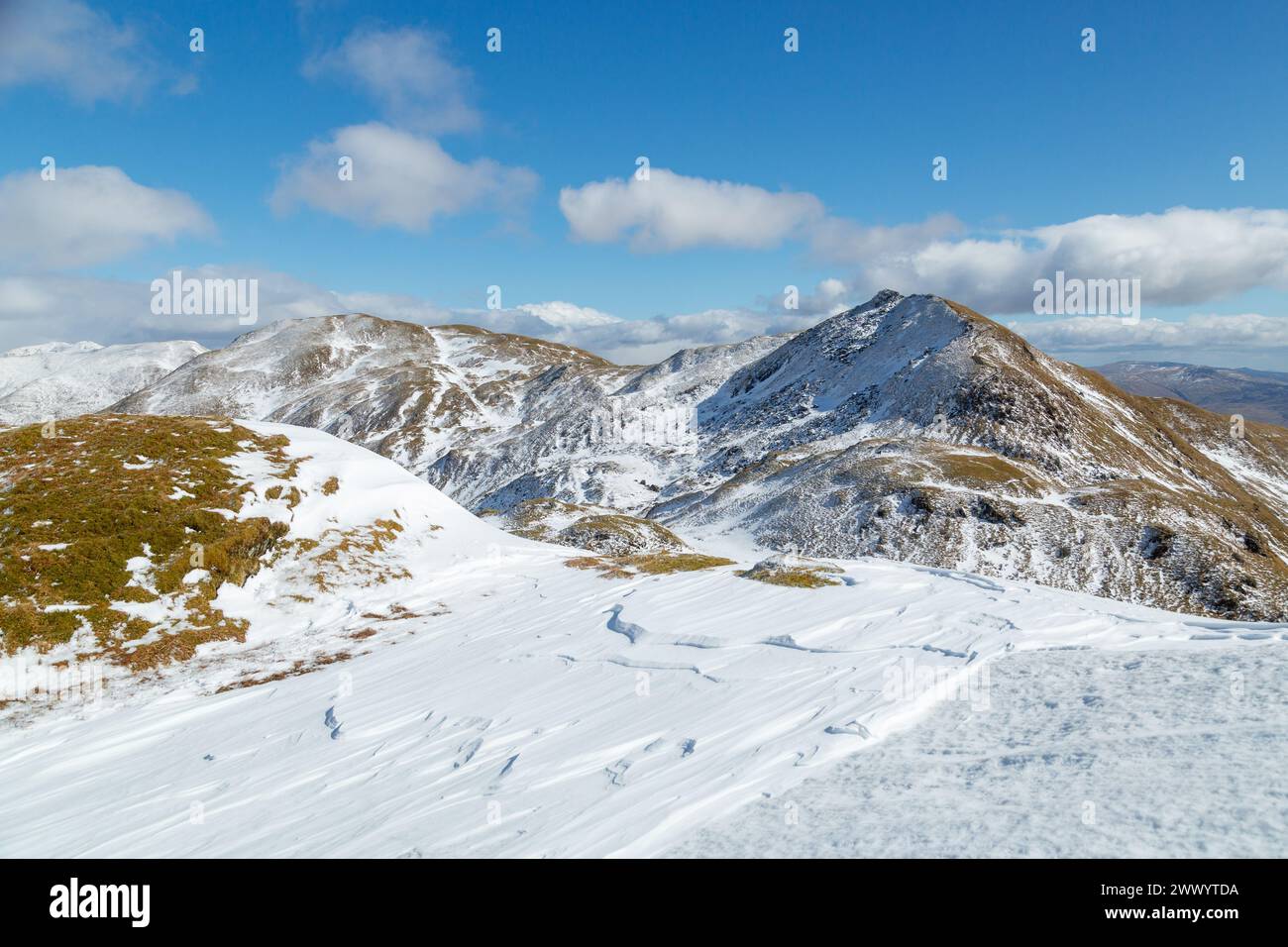 On the summit of Beinn nan Eachan looking towards Meall Garbh & Meall ...