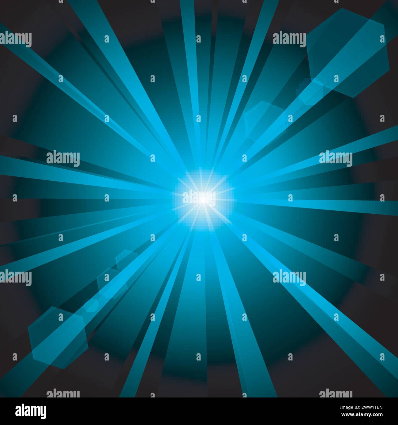 Blue Shine With Lens Flare From Darkness Background, Vector ...