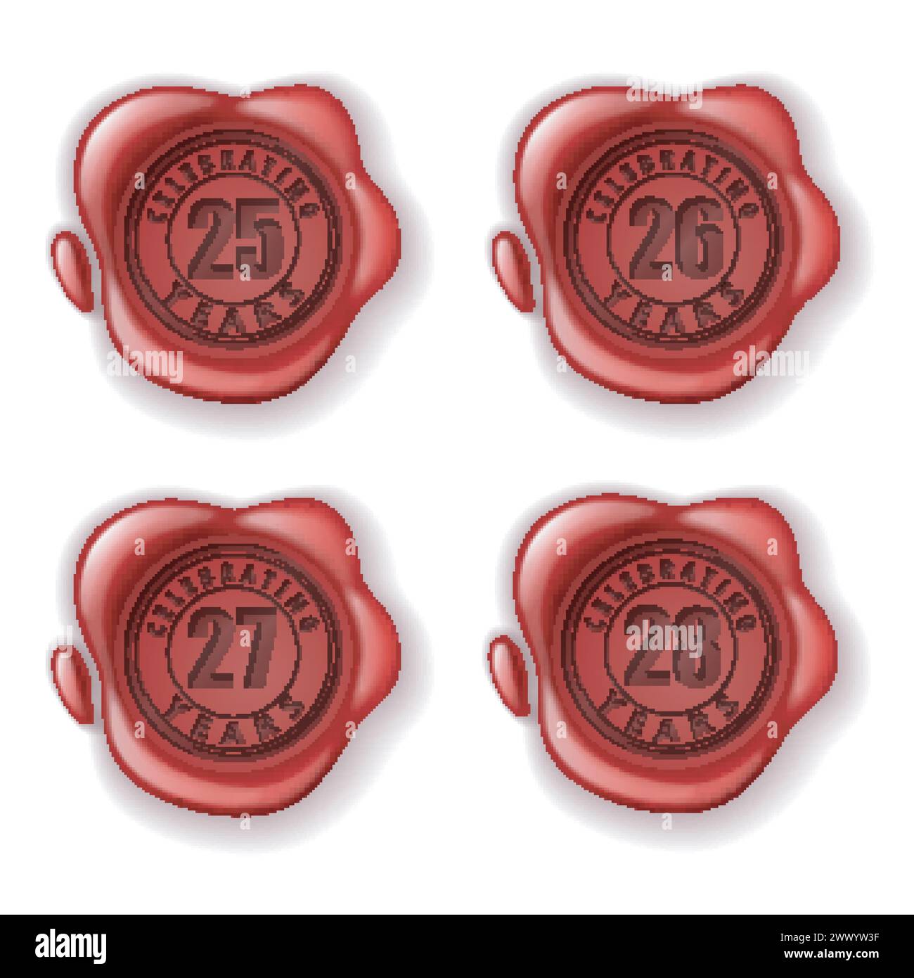 Celebrating 25-28 Years Greeting card Wax Seal, Vector Illustration ...
