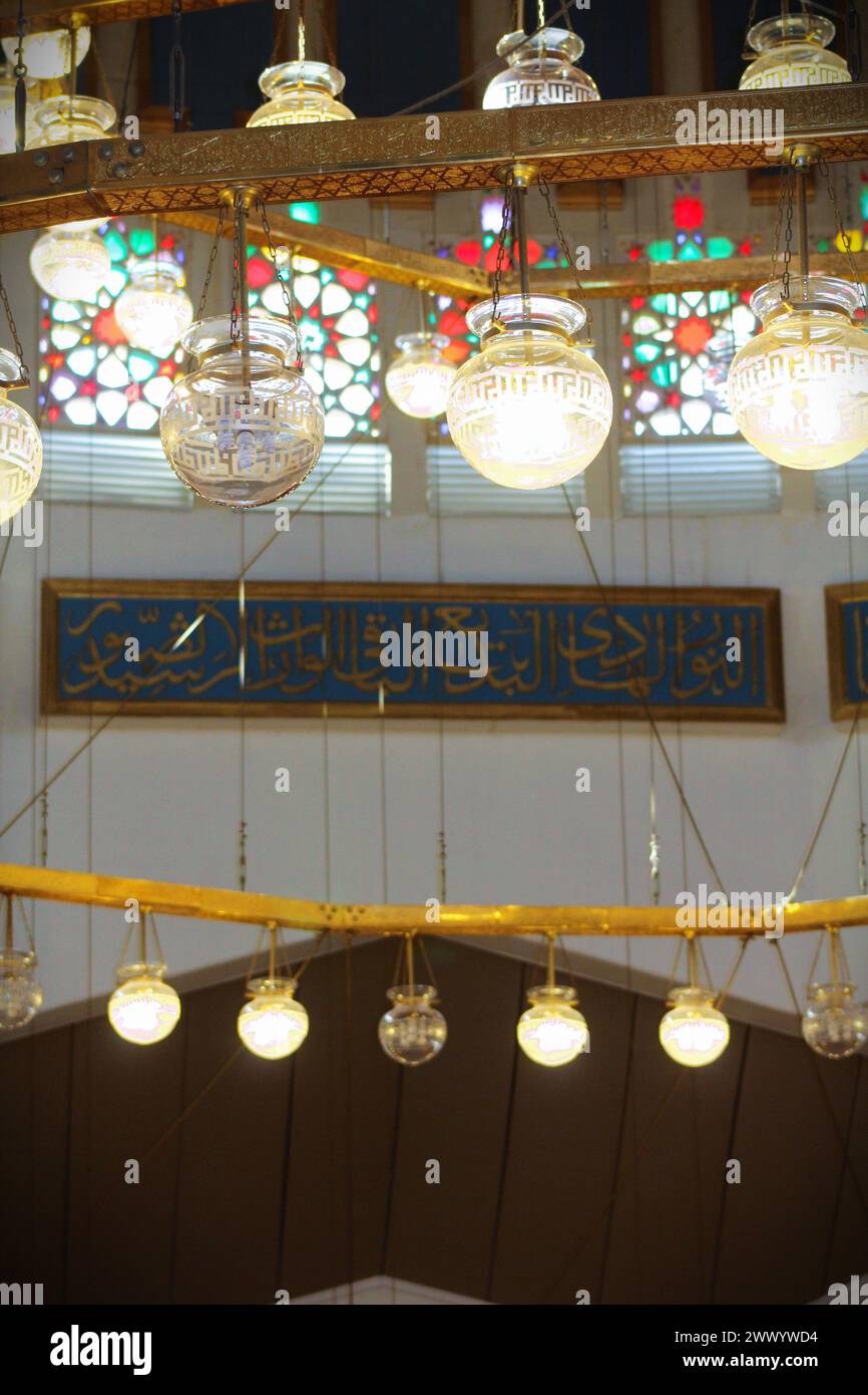 Abdullah the first Mosque from inside with its beautiful lights and ...