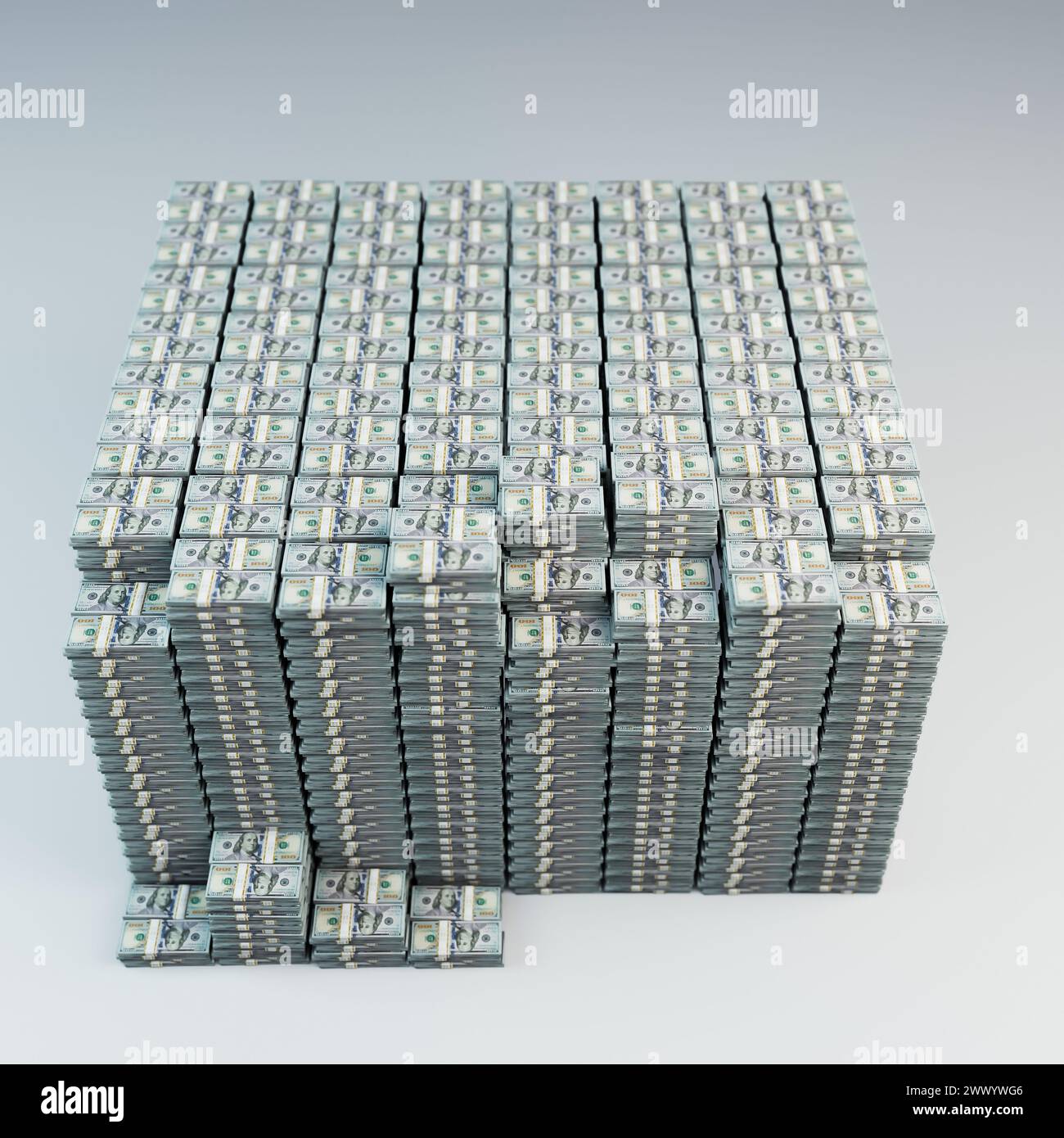 huge stack of dollar banknotes isolated on white background Stock Photo ...
