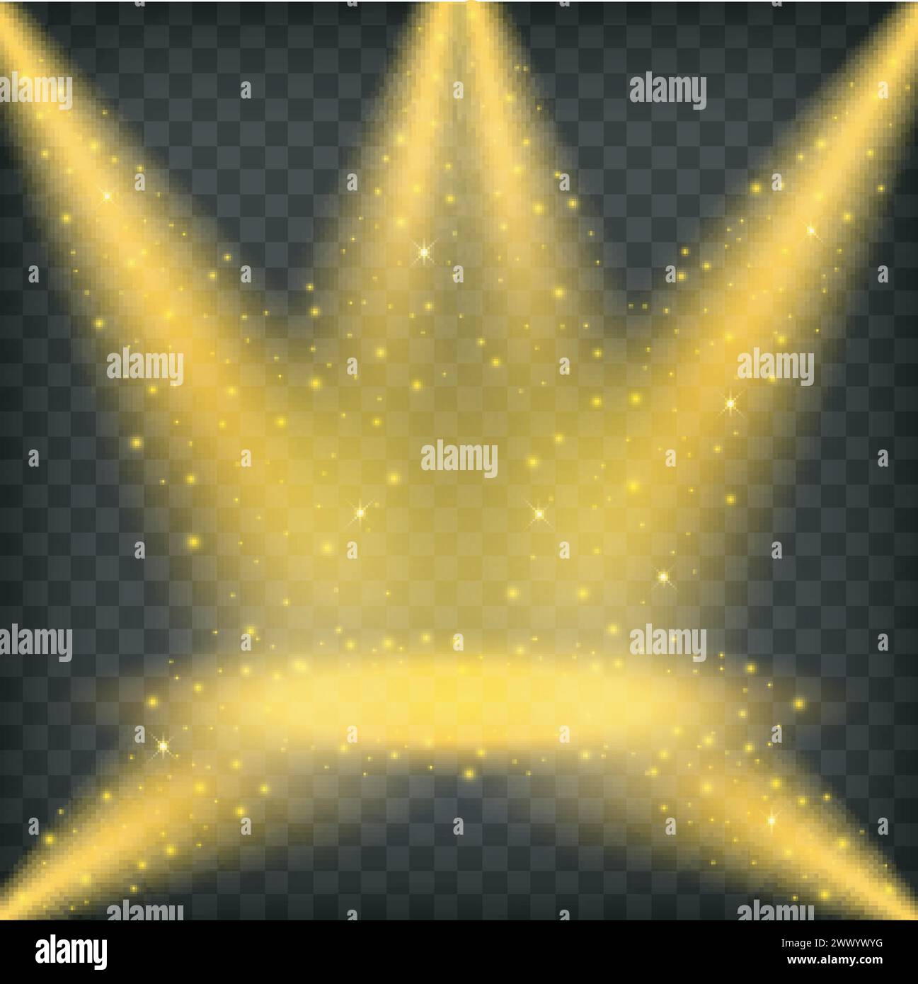 Golden Spotlights Shining On Transparent Background, Vector ...