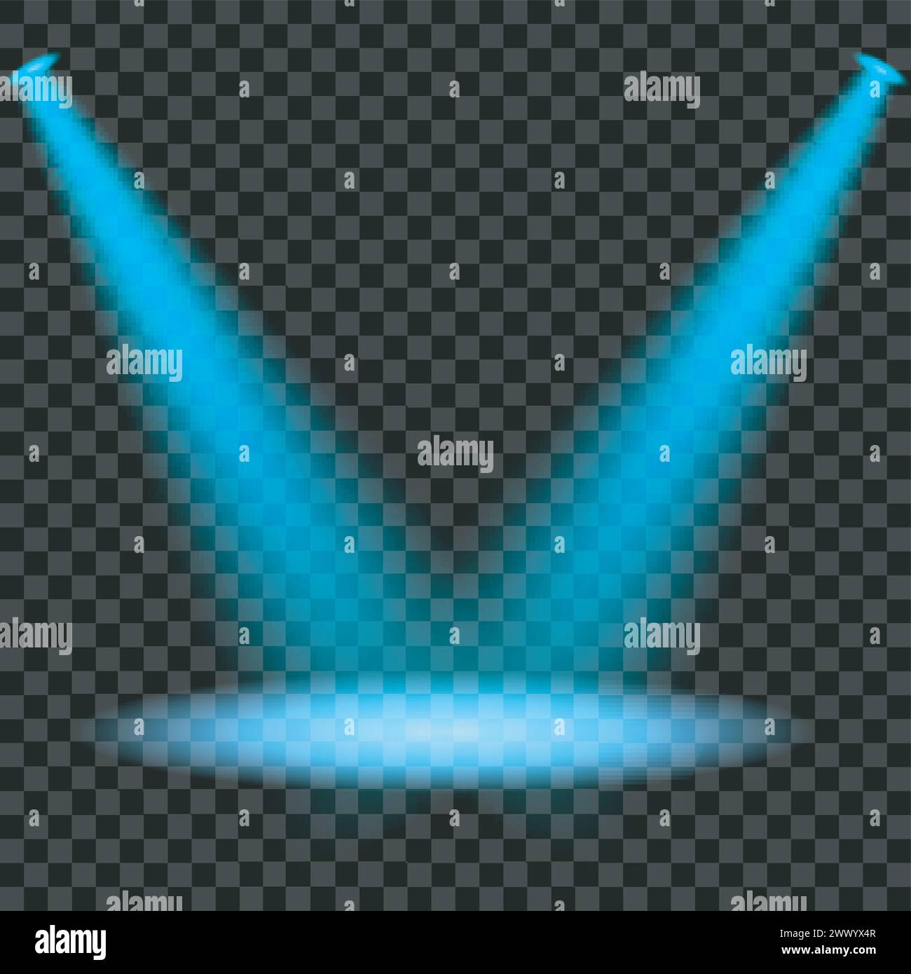 Blue Spotlights Shining On Transparent Background, Vector Illustration ...
