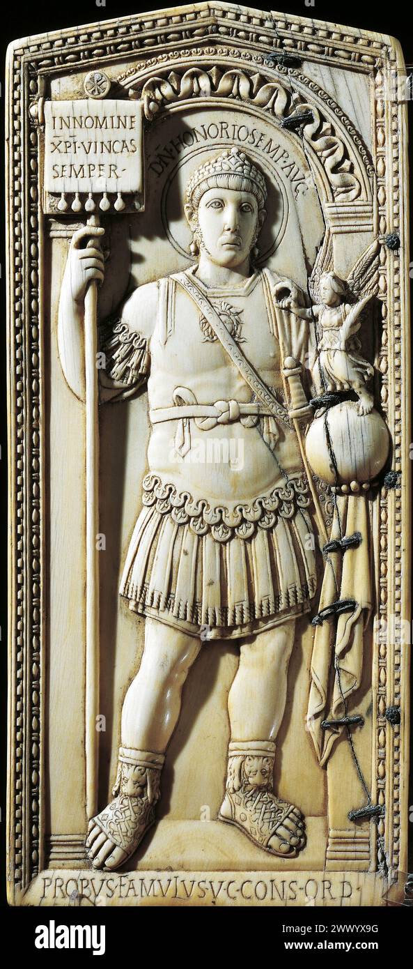 Ivory diptych of Consul Anicius Petronius Probus depicting Emperor ...