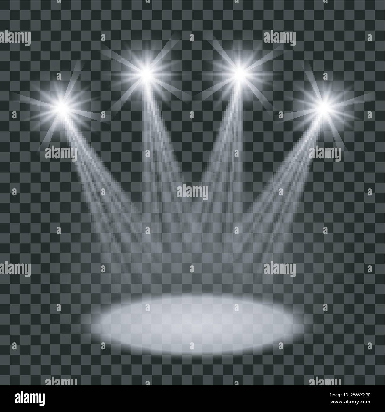 White Spotlights Shining On Dark Background, Vector Illustration Stock ...