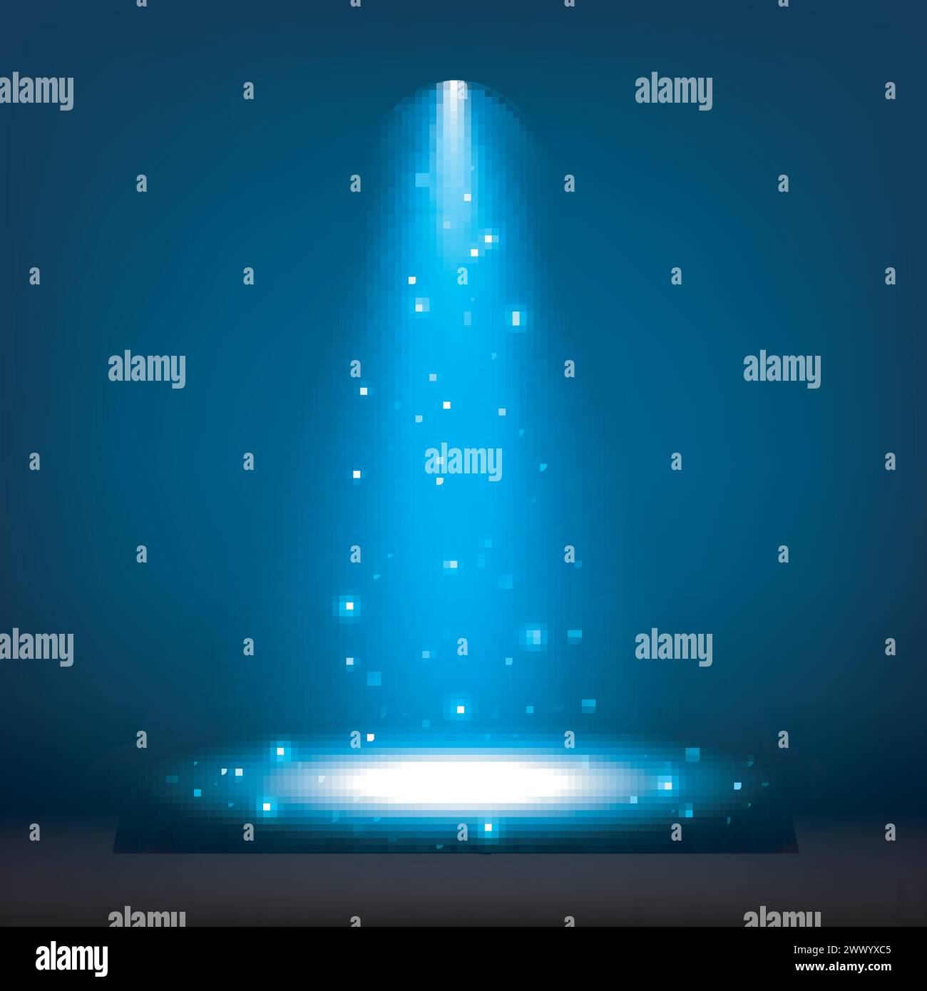 Blue Spotlights Shining On Transparent Background, Vector Illustration ...