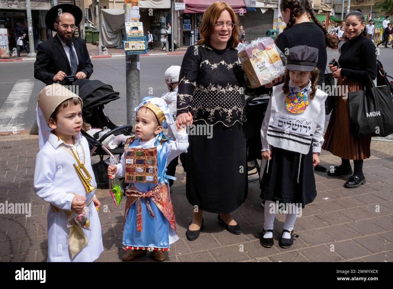 Two children are dressed as biblical characters, one as Joshua, while ...