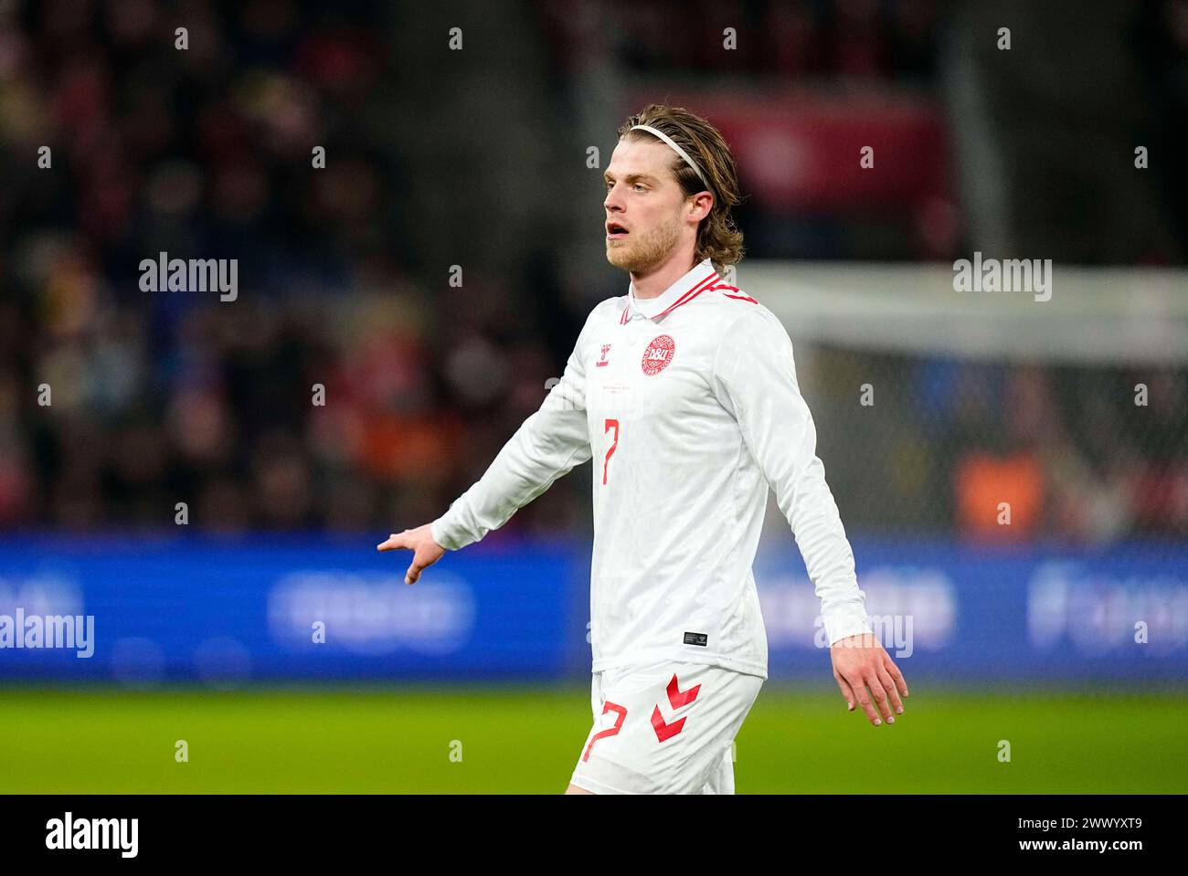 Broendby Stadium, Copenhagen, Denmark. 26th Mar, 2024. Mathias Jensen ...