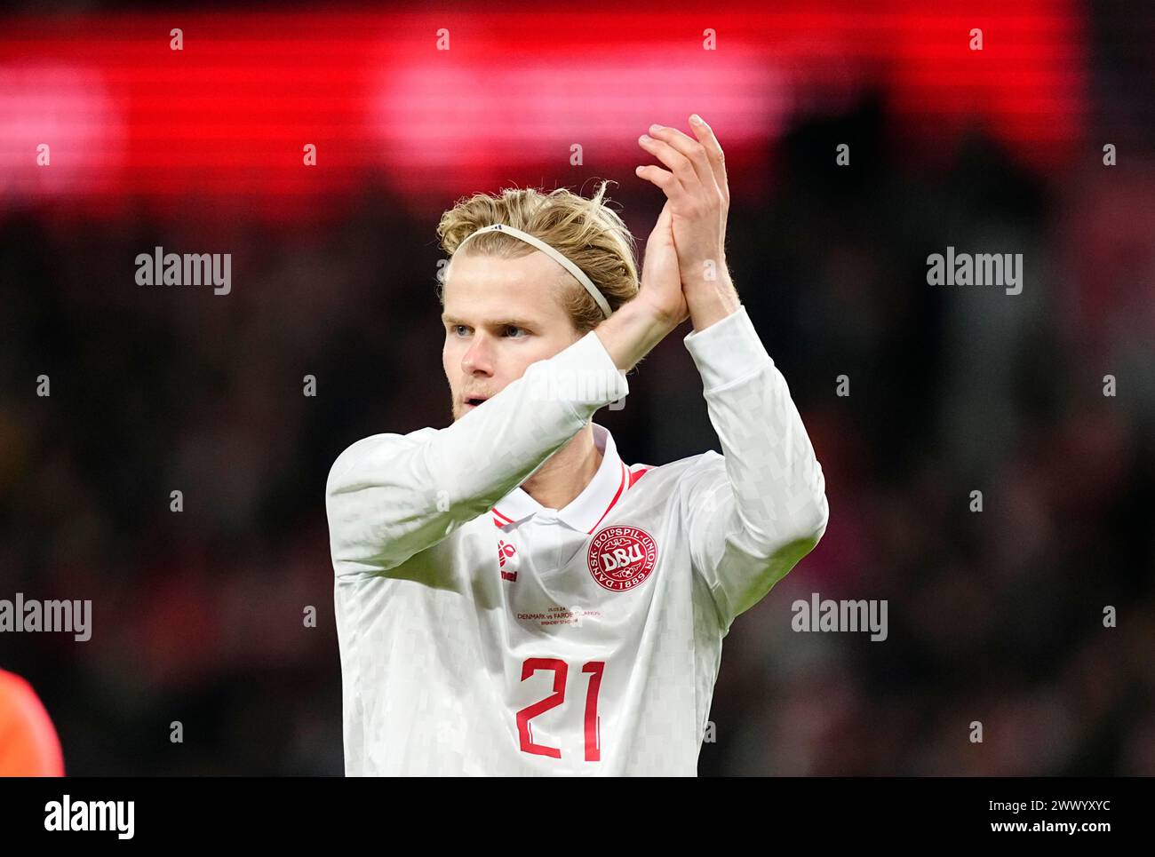 Broendby Stadium, Copenhagen, Denmark. 26th Mar, 2024. Morten Hjulmand ...