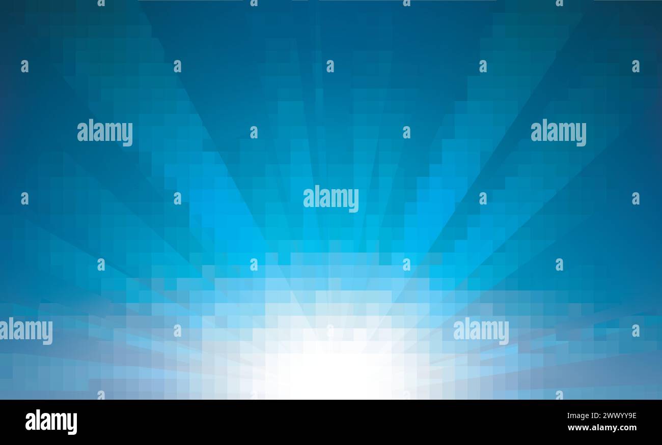 Blue Rays Rising From Horizon Background, Vector Illustration Stock ...