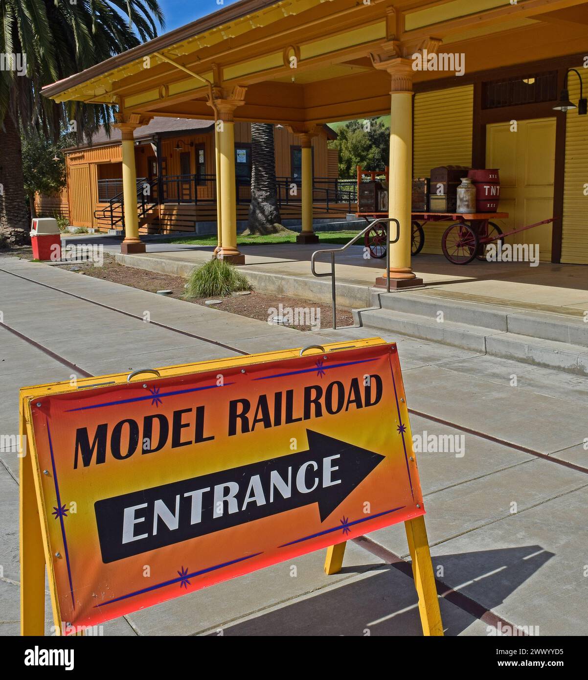 model railroad exhibit entrance sign at the Niles Depot museum, Niles ...