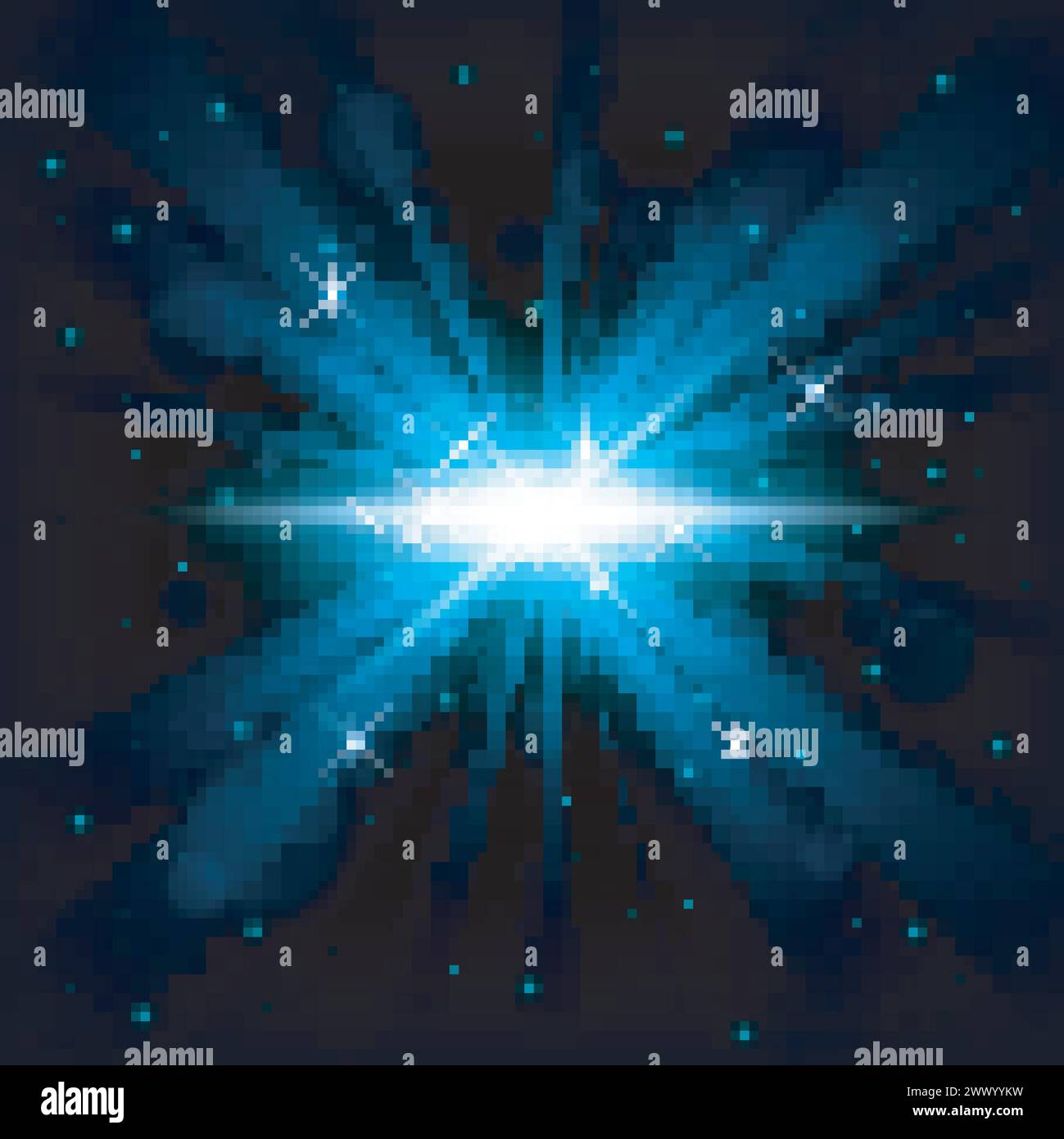 Blue Big Bang Shine From Darkness Background, Vector Illustration Stock ...
