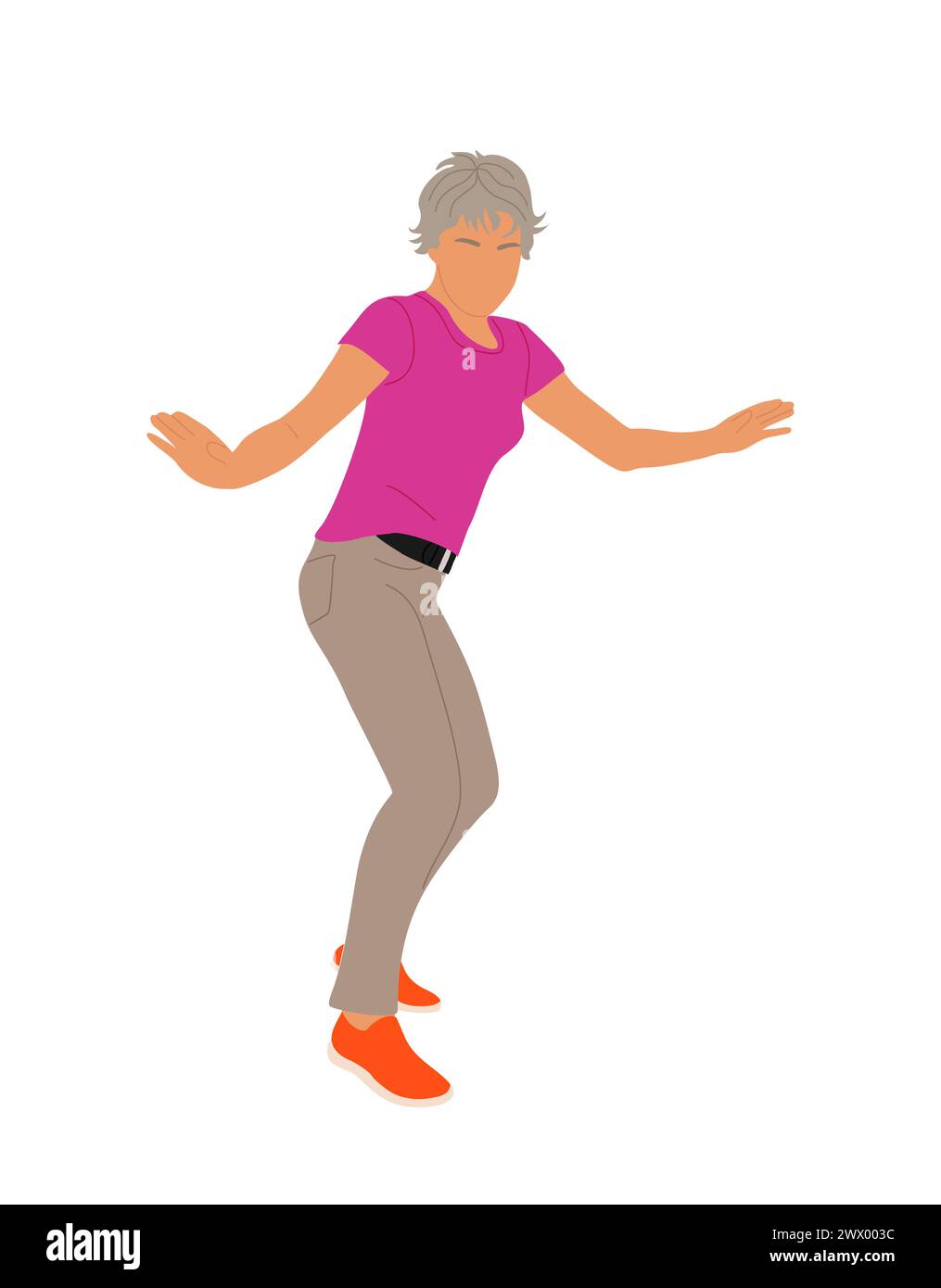 Senior woman dancing vector isolated on white Stock Vector Image & Art ...
