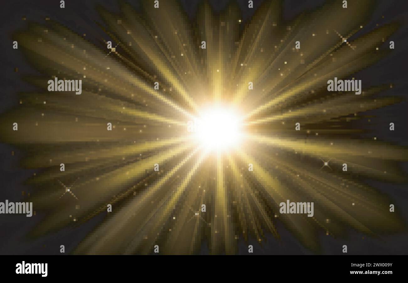 Golden Light Shining From Darkness Background, Vector Illustration ...