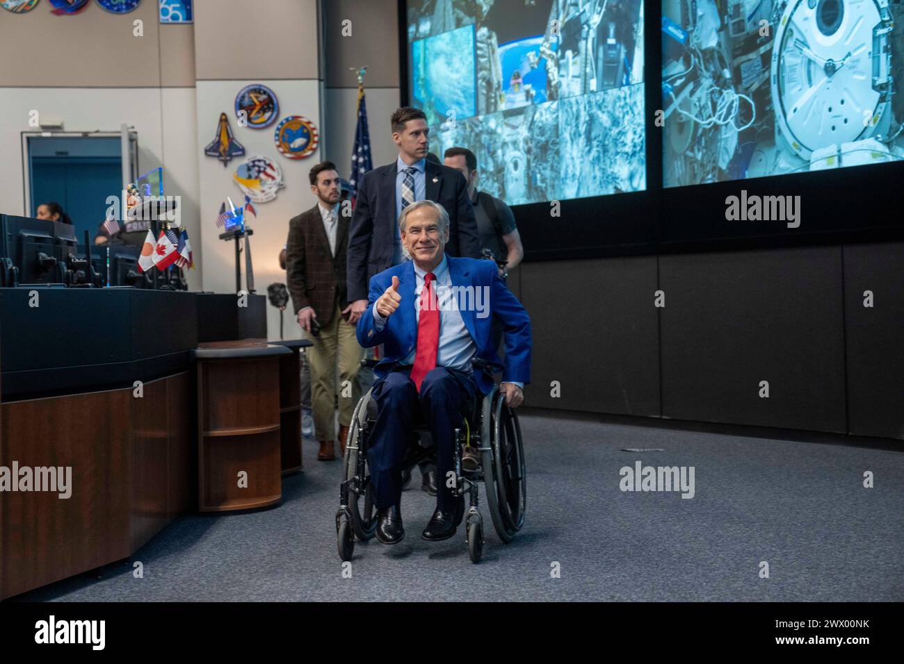 Houston Texas USA, March 26 2024: Texas Governor GREG ABBOTTT tours ...