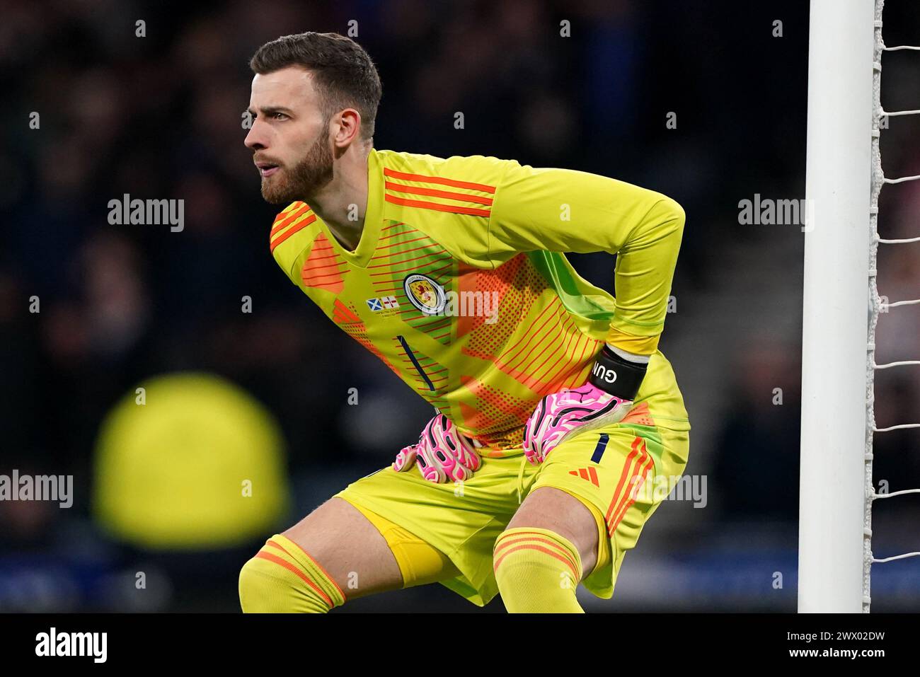 Scotland goalkeeper Angus Gunn during a international friendly match at ...