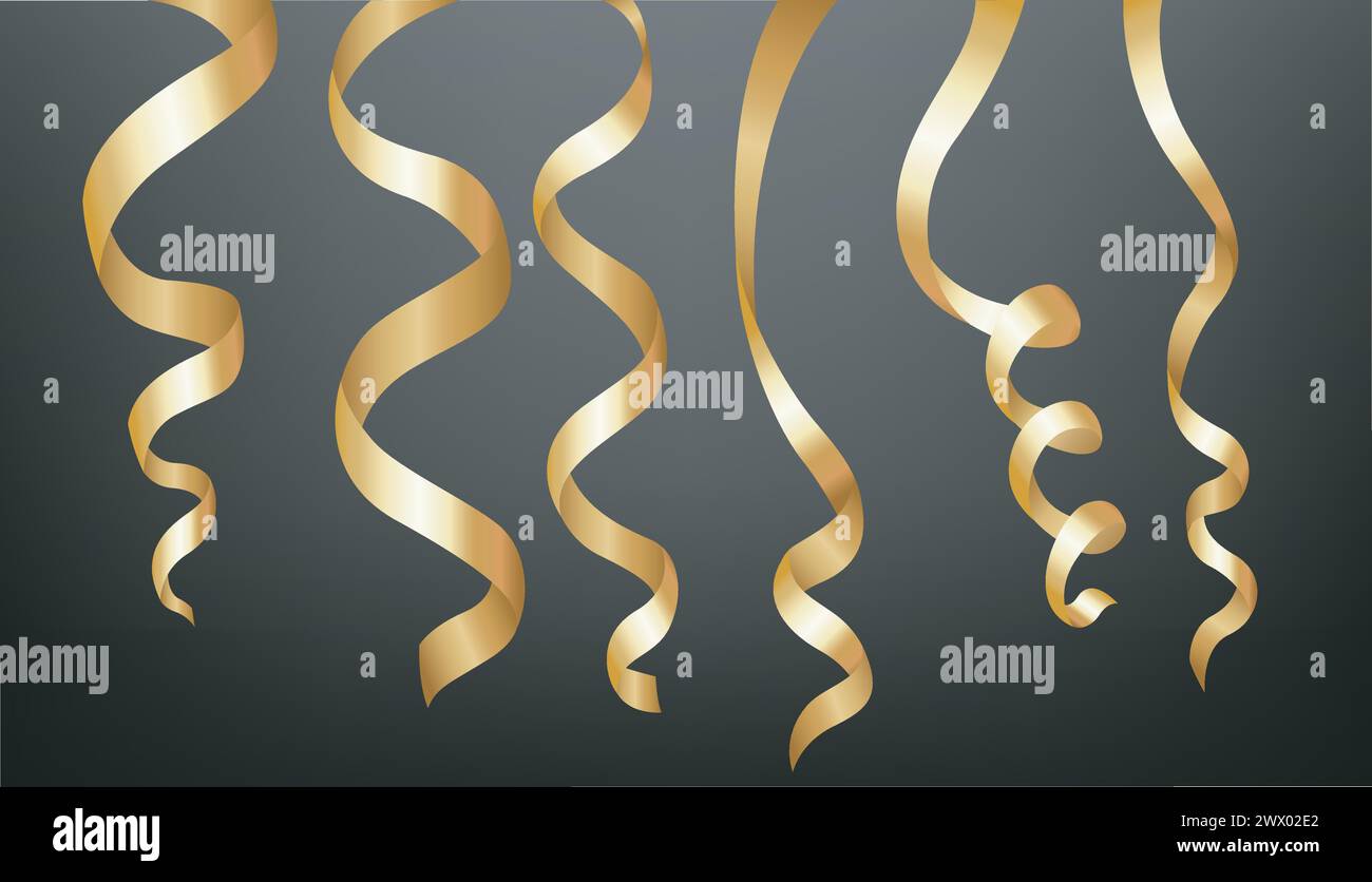 The Best Choice Of Golden Ribbon Sets, Vector Illustration Stock Vector ...