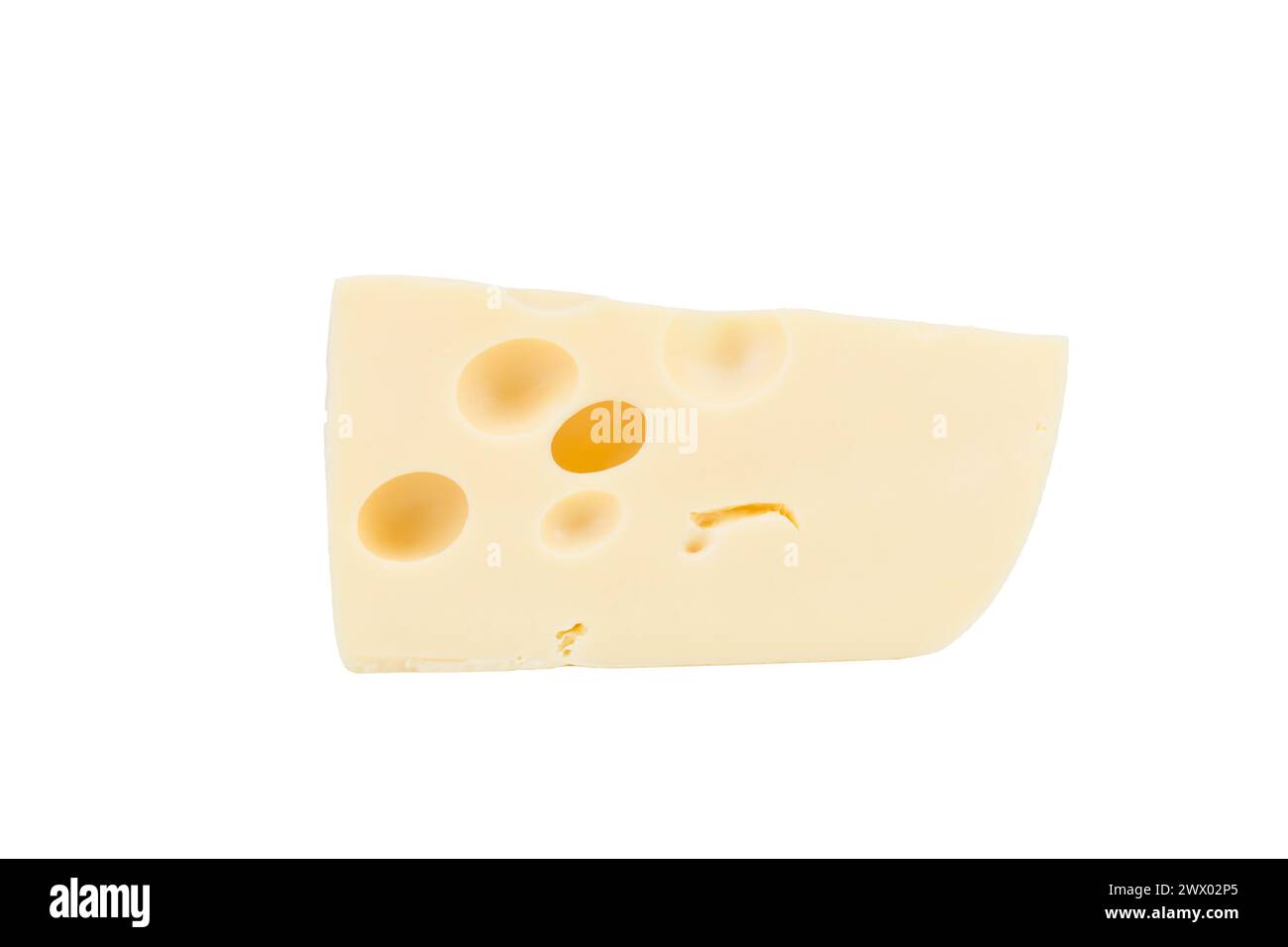 Emmental cheese piece, Swiss cheese. Isolated on white background. High ...