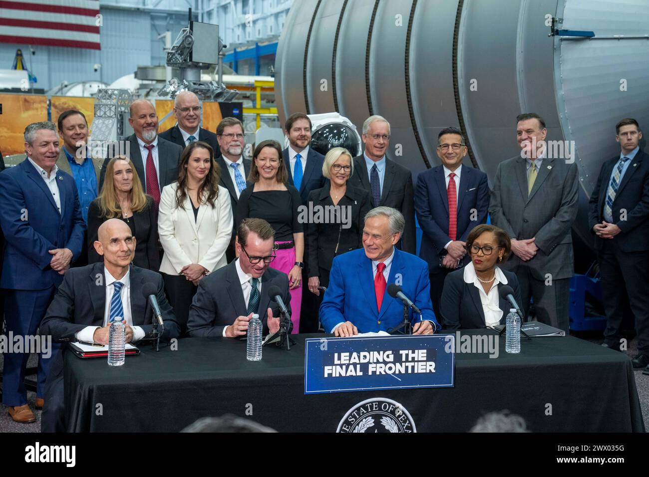 Houston, Tx, USA. 26th Mar, 2024. Texas Governor GREG ABBOTTT (third ...