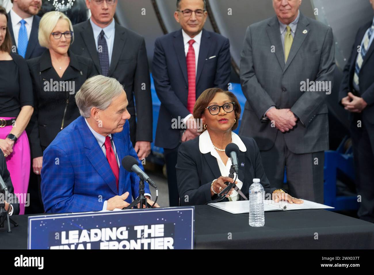 Houston, Tx, USA. 26th Mar, 2024. Texas Governor GREG ABBOTTT, l ...