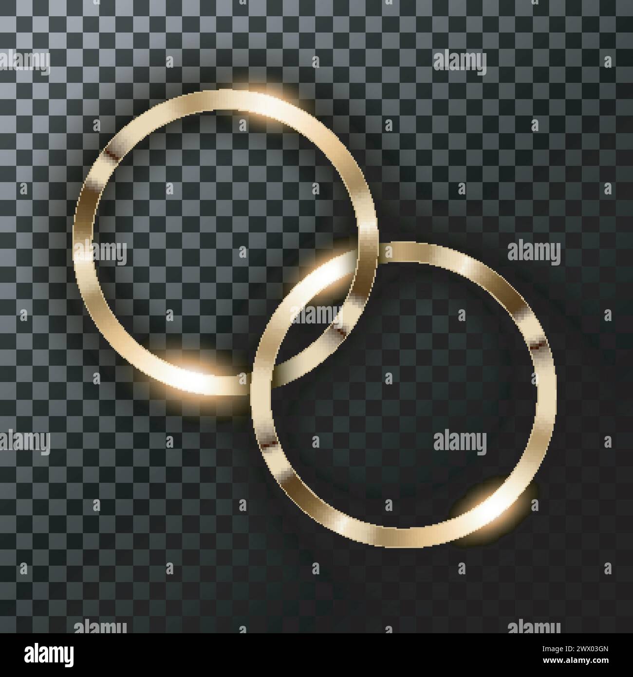 Metallic Gold Rings On Transparent Textured, Vector Illustration Stock ...