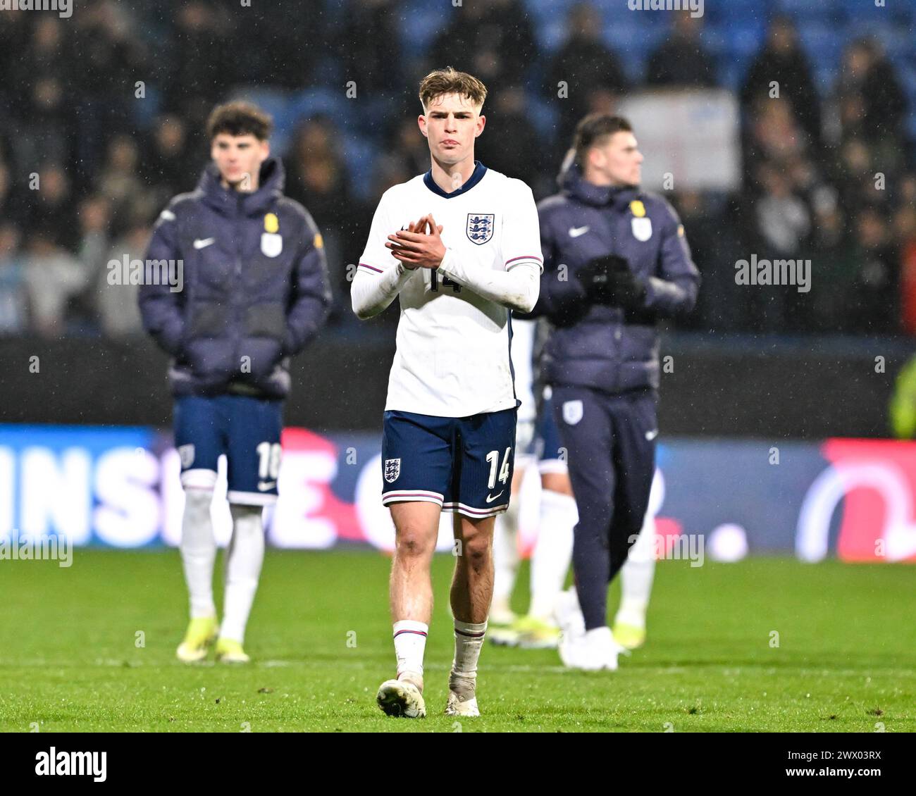 Alex Scott of England claps fans at full time, during the UEFA Euro U21 ...