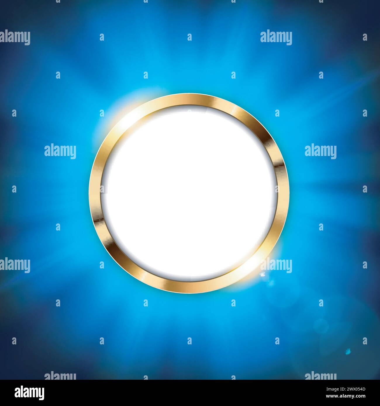 Metallic Gold Ring with Text Space and Blue Light Illuminated, Vector ...