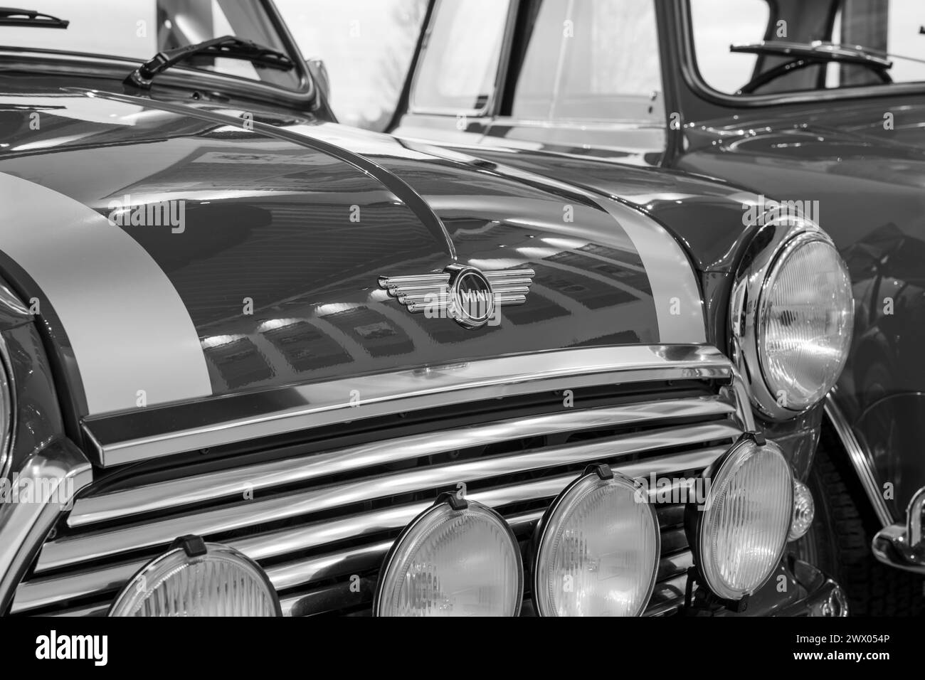 Sparkford.Somerset.United Kingdom.January 7th 2024.A Classic Mini ...