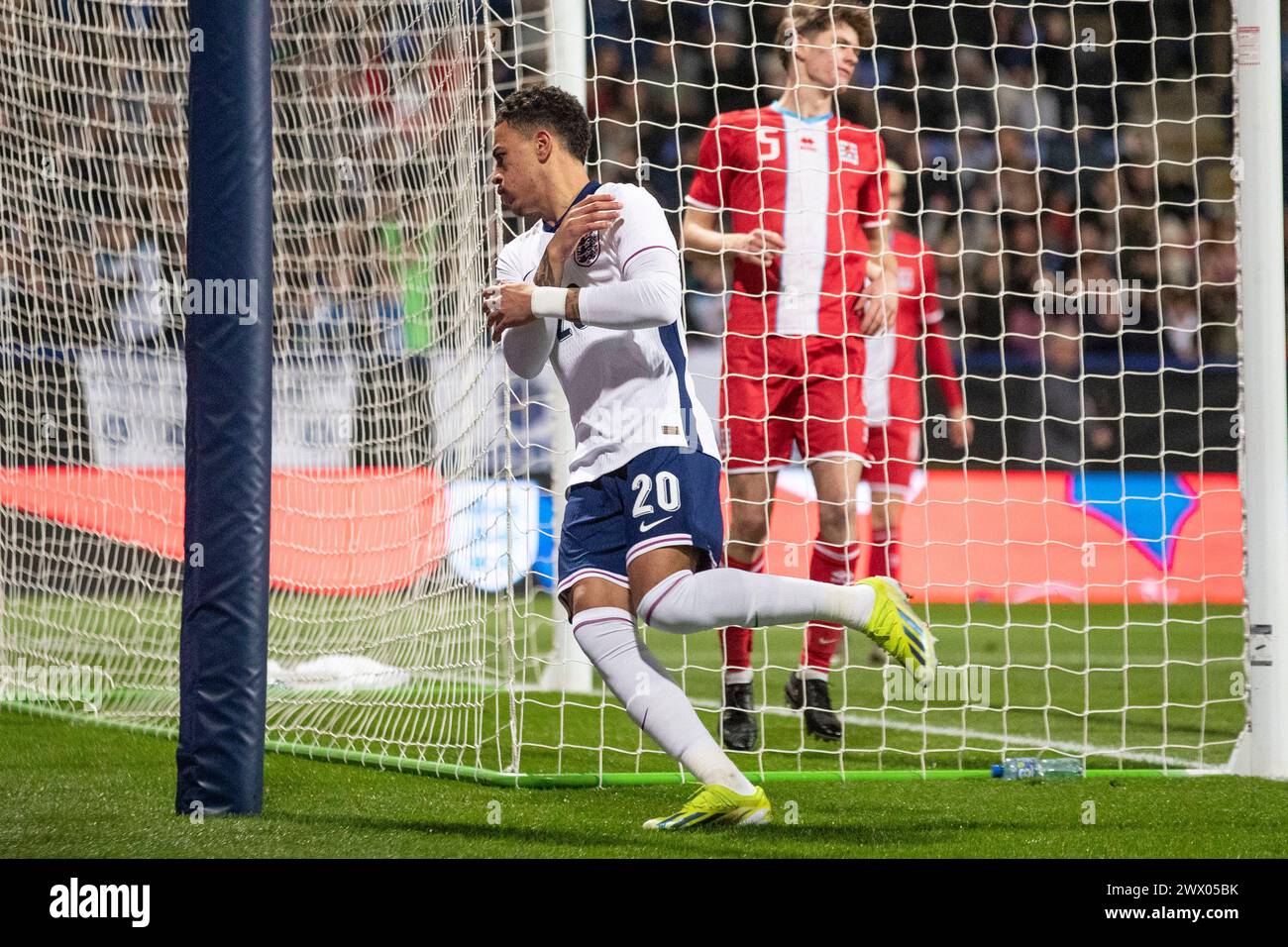 Morgan Rogers #20 of England celebrates his goal during the UEFA Under ...