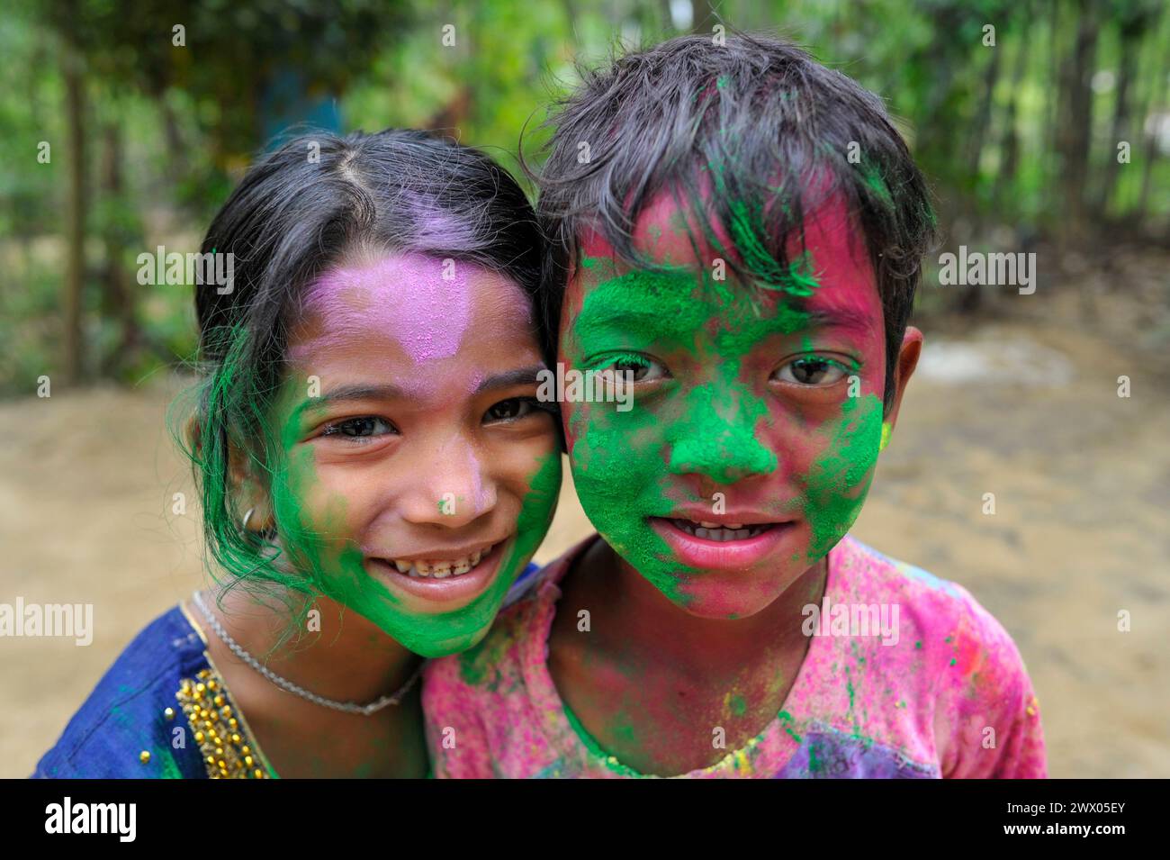 Sylhet, Bangladesh. 26th Mar, 2024. Children portrait with their faces ...