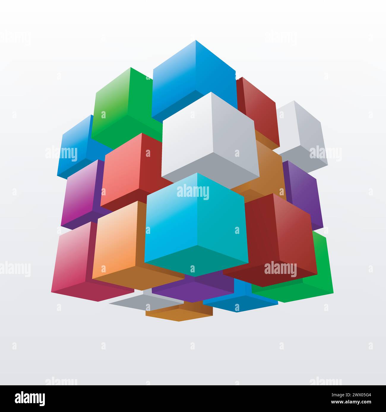 Colorful Piece Of Cube, Vector Illustration Stock Vector Image & Art ...