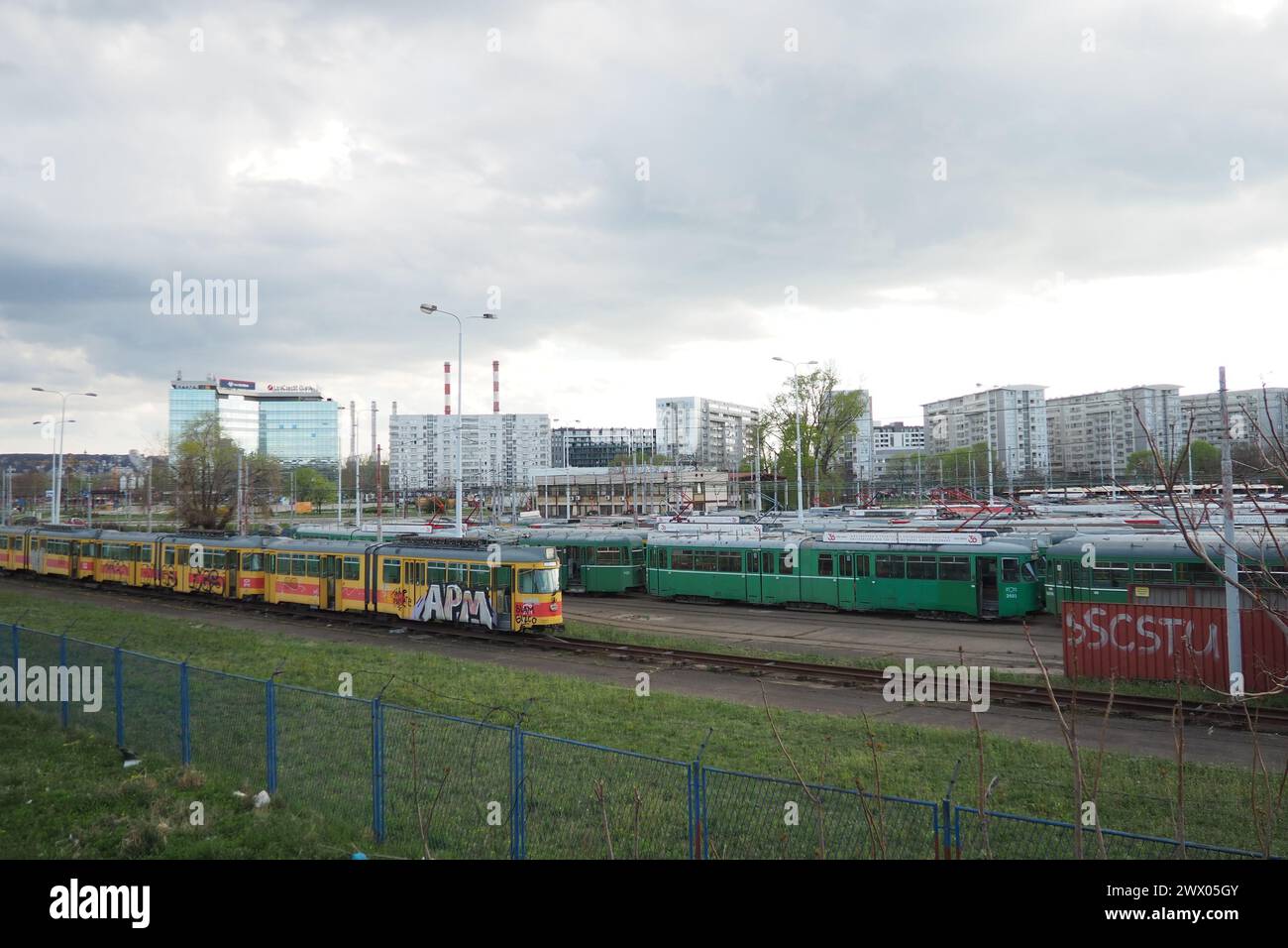 Belgrade, Serbia, March 17, 2024: tram station, tram terminus. Novi ...