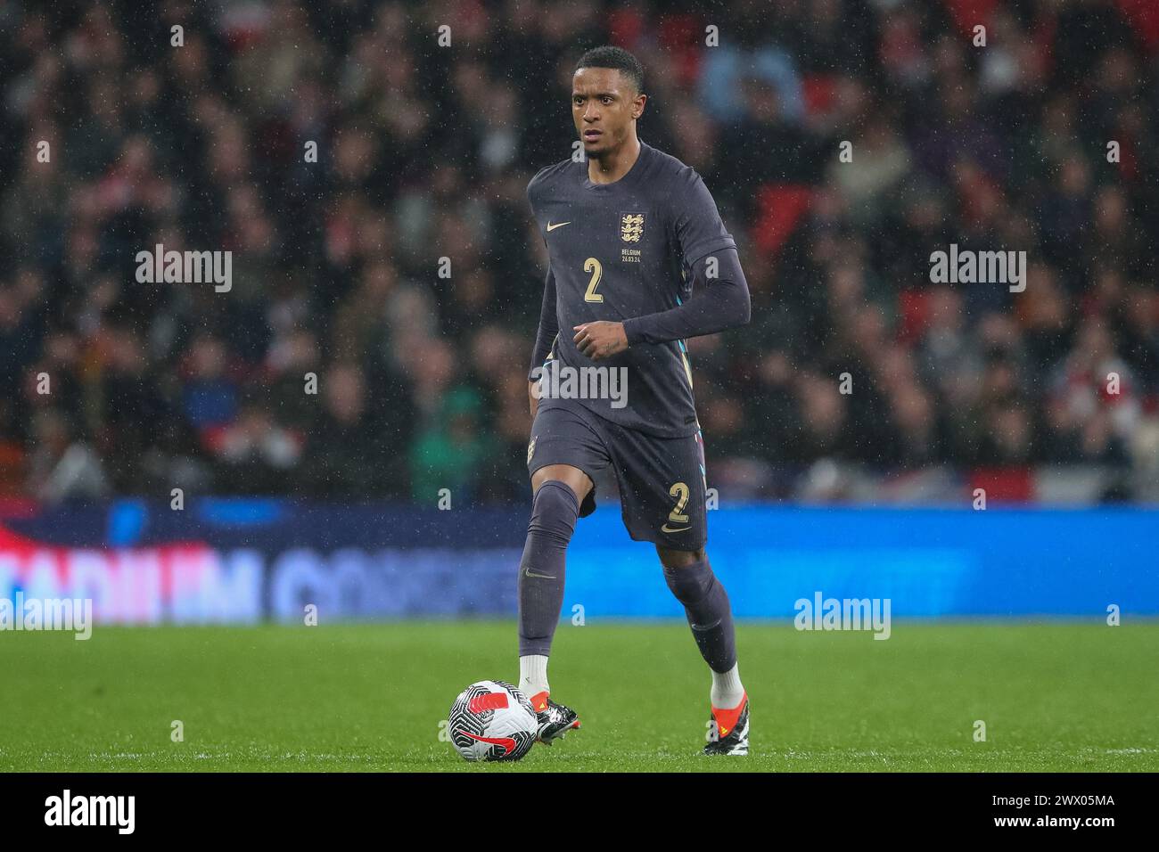 London, UK. 26th Mar, 2024. Ezri Konsa of England with the ball during ...