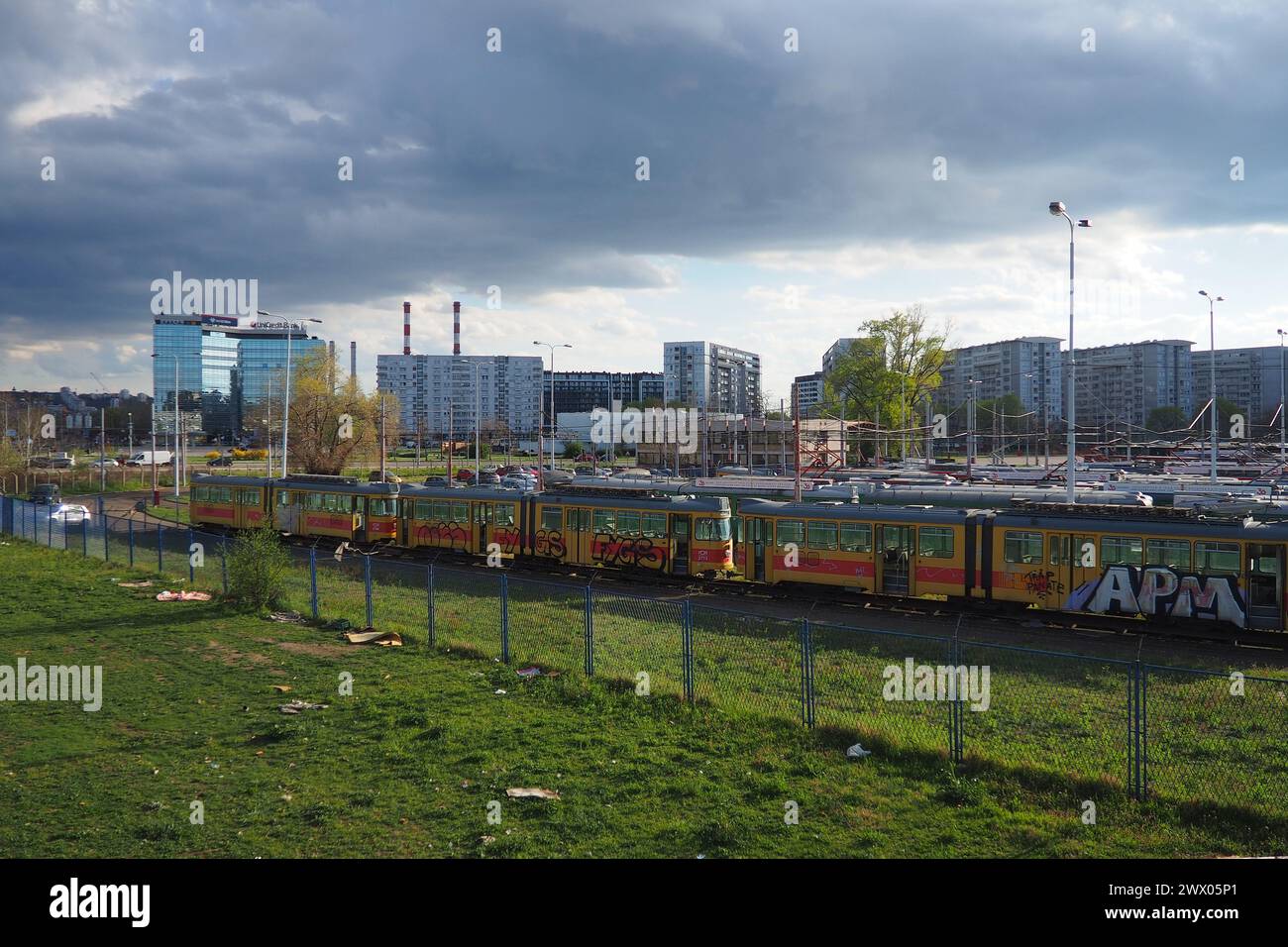 Belgrade, Serbia, March 17, 2024: tram station, tram terminus. Novi ...