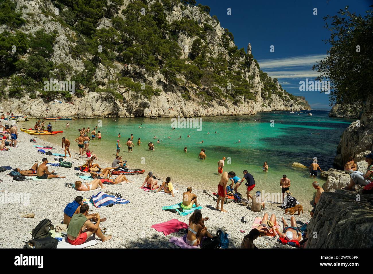 Cassis, Provence, France - June 24 2021: Calanque d'En-vau remote beach ...