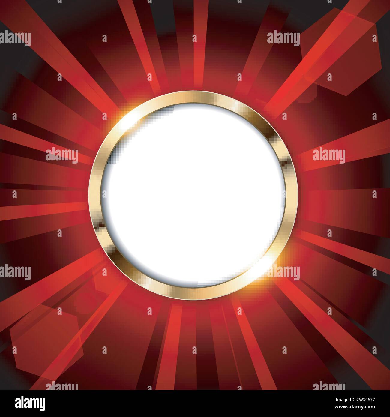 Metallic Ring with Text Space and Red Light Illuminated, Vector ...