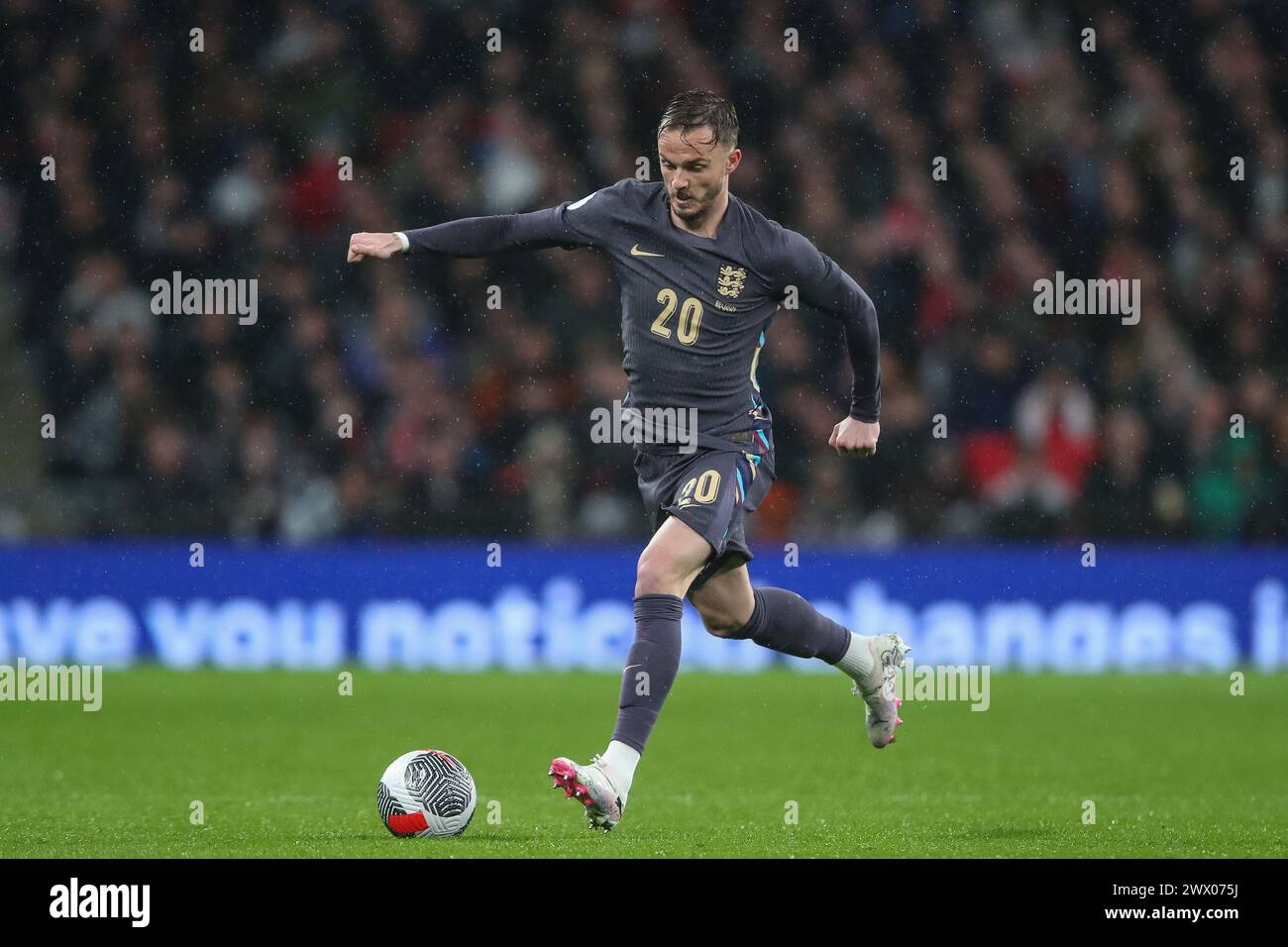 James Maddison of England with the ball during the International ...