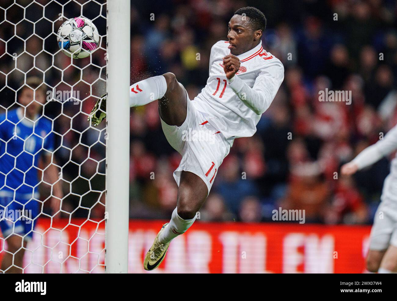 Denmark's Mohamed Daramy scores 2-0 during the friendly match between ...