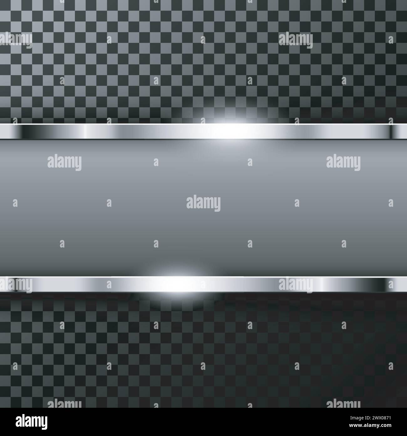 Metallic Chrome Banner With Text Space On Transparent Textured, Vector ...