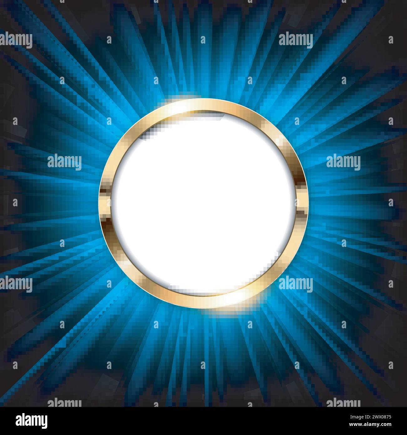 Metallic Gold Ring With Text Space And Blue Light Illuminated, Vector ...