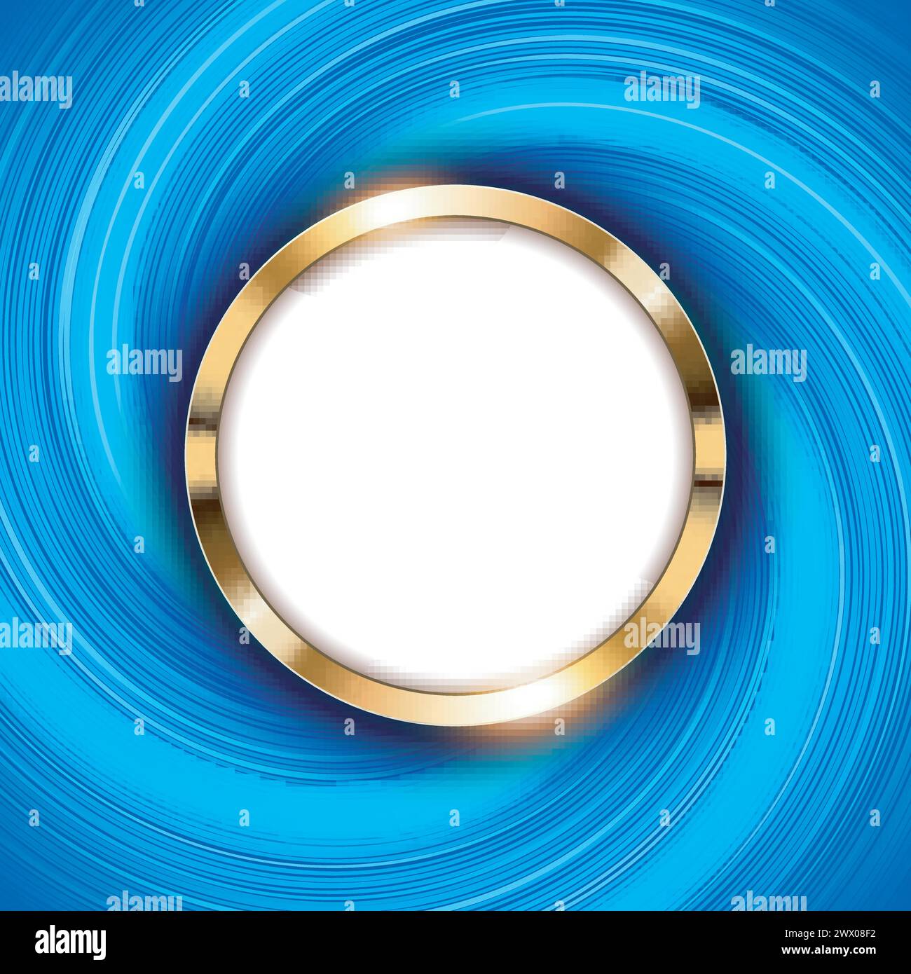 Metallic Gold Ring with Text Space and Swirl Blue Light, Vector ...