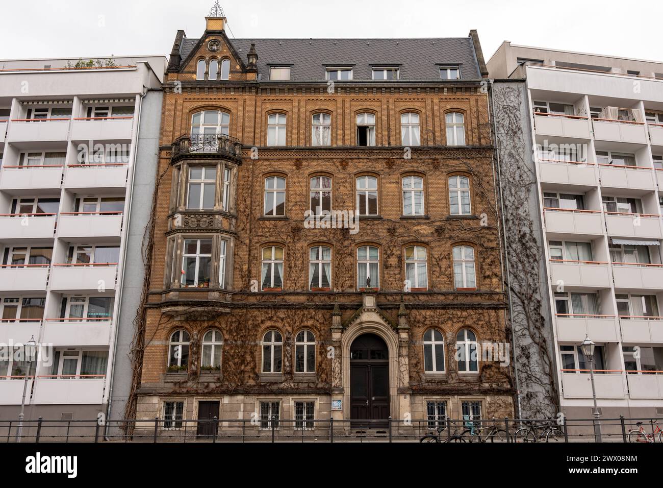 Facades of ancient houses in the European city of Berlin. Ancient ...