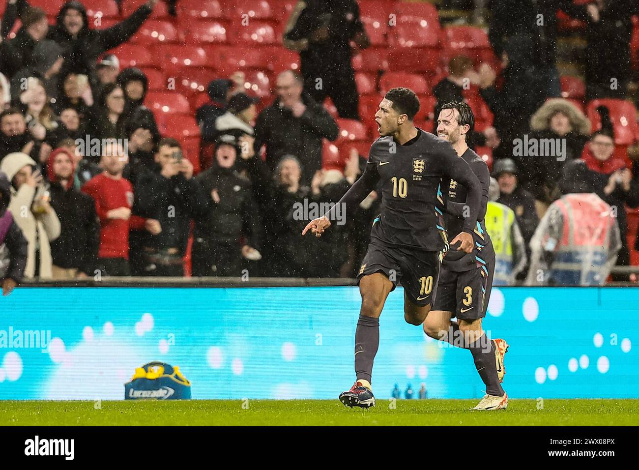 London, UK. 26th Mar, 2024. England's Jude Bellingham celebrates after ...