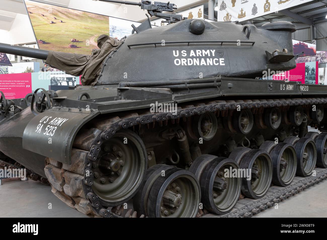 Bovington.Dorset.United Kingdom.August 8th 2023.A M48 Patton tank is on ...
